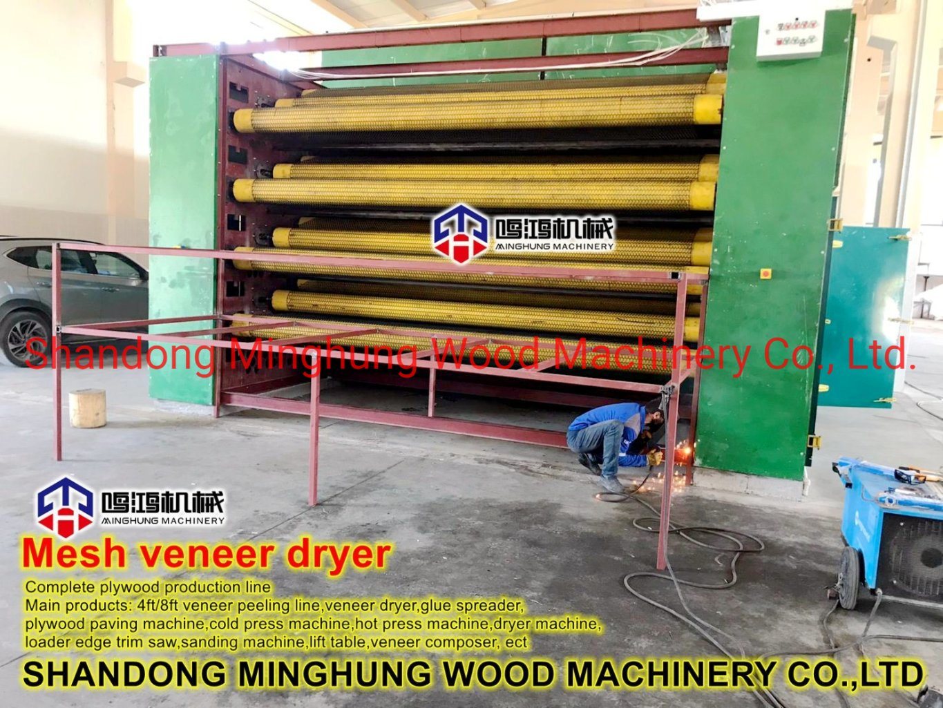Plywood Veneer Drying Machine with Mesh Conveyor